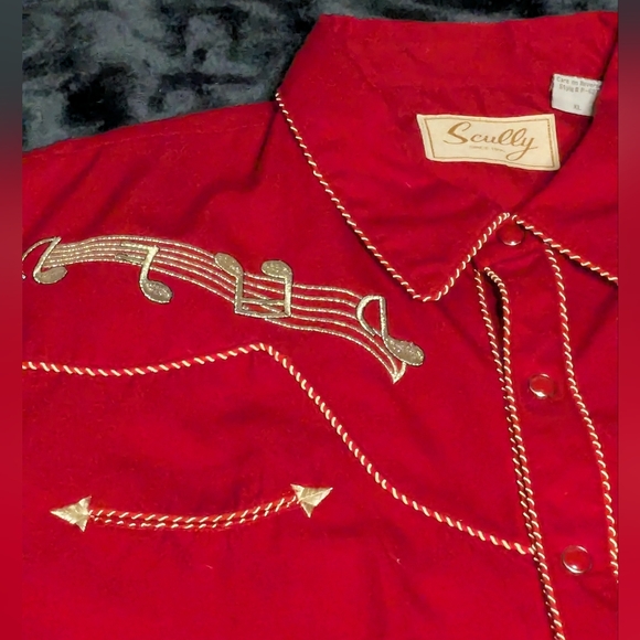 Scully | Shirts | Vintage Scully Red Western Shirt With Embroidered ...